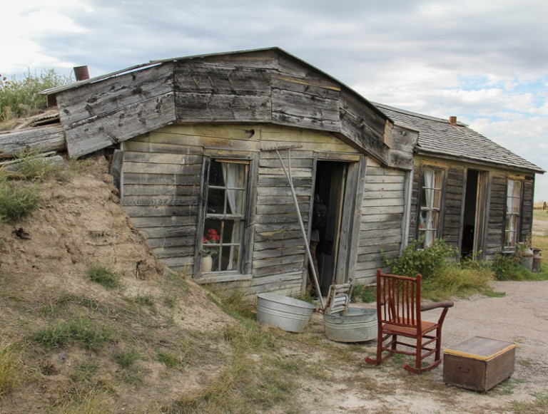Prairie Homestead: Original Sod House and White Prairie Dogs